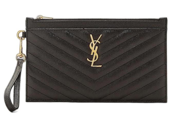 Saint Laurent YSL Monogram Pouch Black Leather ref.1052405 - Joli Closet