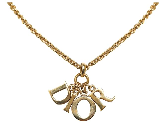 Dior Gold Logo Pendant Necklace Golden Metal Gold-plated ref.1070575 ...