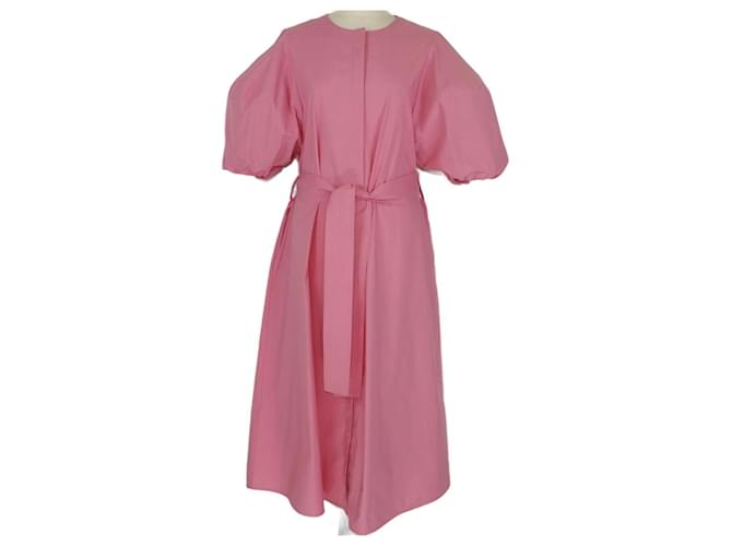 Parosh Pink Tie Waist Midi Dress Cotton ref.1077680 - Joli Closet