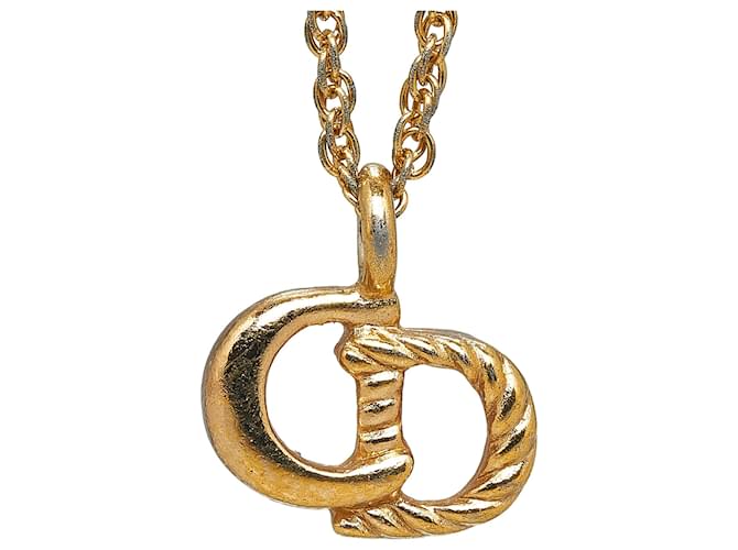 Dior Gold Logo Pendant Necklace Golden Metal Gold-plated ref.1078980 ...