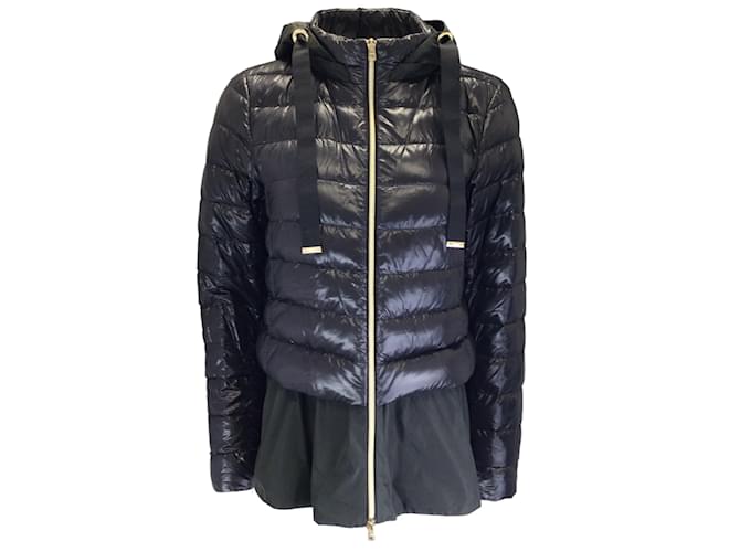 Herno Black Hooded Quilted Peplum Hem Full Zip Down Puffer Jacket Synthetic ref.1092865 - Joli ...