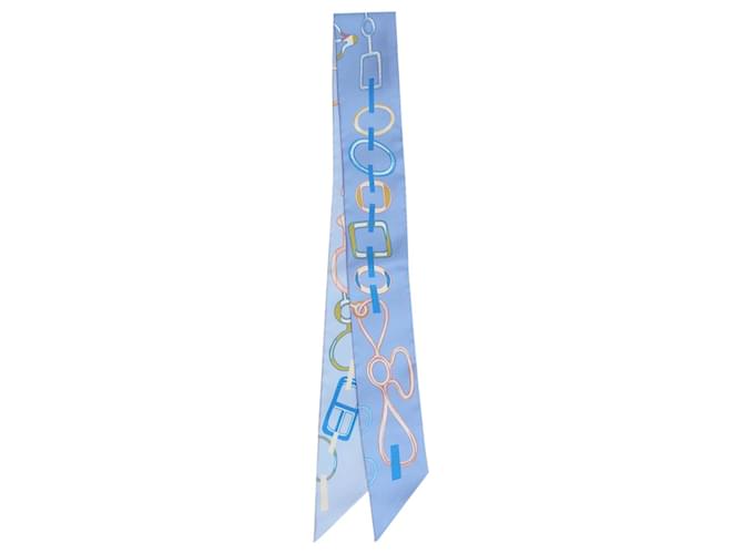 Hermès Blue silk printed twilly ref.1112365 - Joli Closet