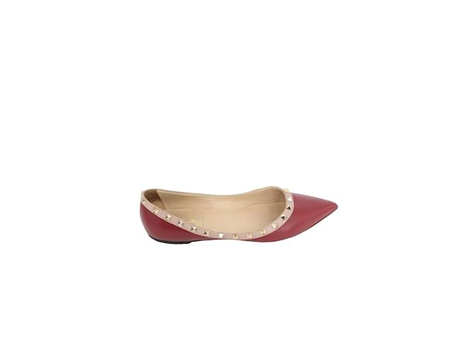 Valentino Leather ballet flats Dark red ref.1147765 - Joli Closet