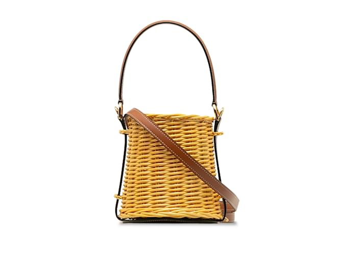 Céline Yellow Celine Micro Wicker Bucket Bag Leather ref.1191785 - Joli ...
