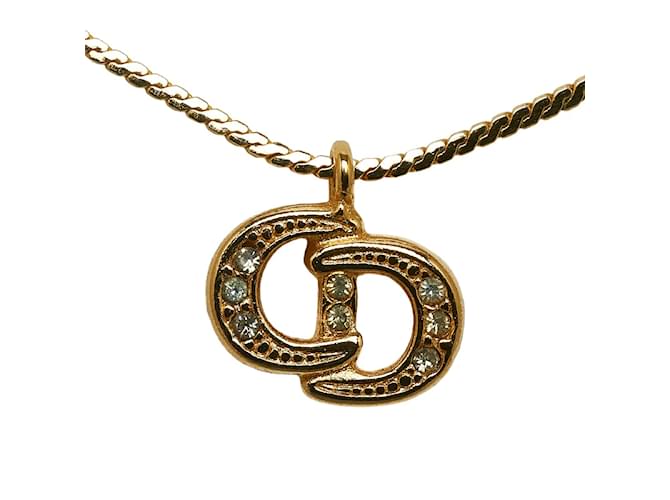 Dior Rhinestone CD Logo Necklace Golden Metal ref.1207236 - Joli Closet