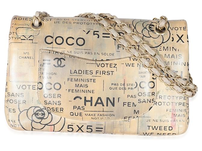Chanel Limited Edition Graffiti Newspaper Print Medium Double Flap Bag ...