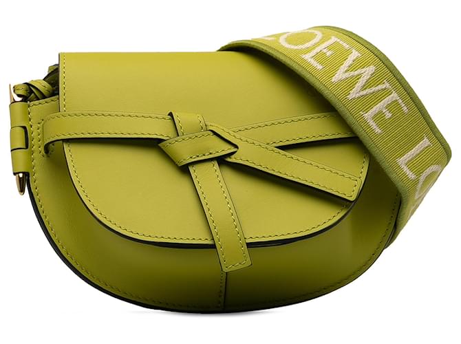 Loewe Green Mini Gate Crossbody Bag Light green Leather Pony-style ...