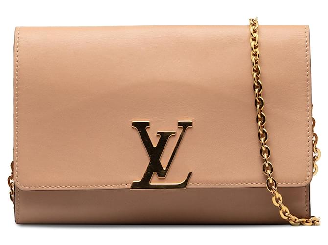 Tan Louis Vuitton Chain Louise GM Shoulder Bag Camel Leather ref ...
