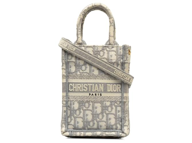 Dior Gray Mini Vertical Dior Book Tote Grey Cloth Cloth ref.1260213 ...