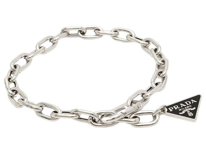 Prada Triangle Logo Silvery Silver ref.1262666 - Joli Closet