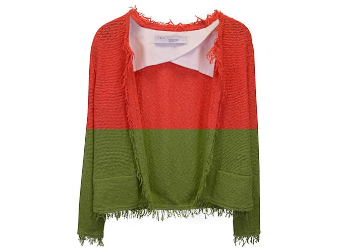 Iro Fringe Open Jacket in Orange Tweed Cotton ref.1360724 - Joli Closet