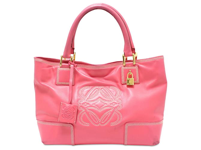 LOEWE Pink Anagram Handbag Leather Pony-style calfskin ref.1363797 ...