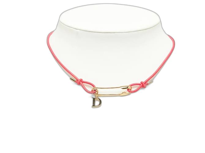 Safety Pin Choker Necklace Dior by John Galliano Pink Rubber ref ...