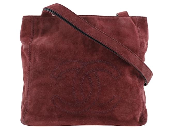 Chanel Wine Suede Shoulder Bag Dark red ref.1493845 - Joli Closet