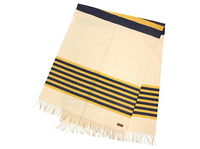 Hermès Hermes Cashmere Large Stole Cream Yellow Navy blue ref.1505420 ...