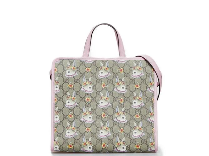 Gucci GG Supreme x Yuko Higuchi Rabbit Handbag Brown Pink Cloth ref ...