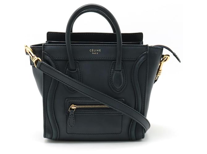 Céline Celine Luggage Nano Shopper Handbag Navy blue Leather ref ...