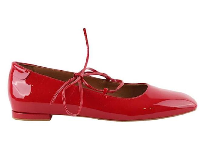Claudie Pierlot Leather ballet flats Red ref.1522928 - Joli Closet