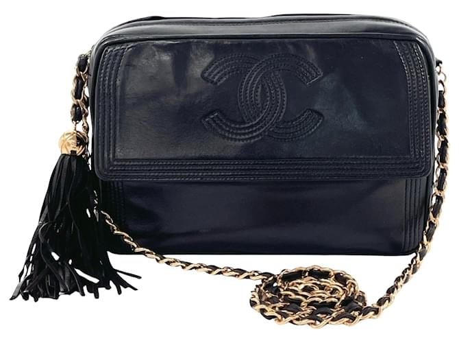 Chanel Camera Navy blue Leather ref.JC1580223 (Sold) - Joli Closet