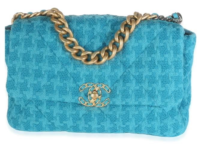 Chanel Blue Tweed Large Chanel 19 Flap Bag ref.1591339 - Joli Closet
