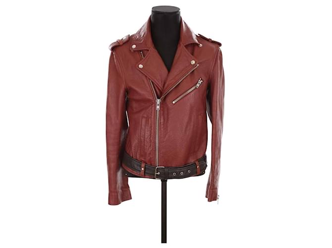 Maje Leather jacket in leather Dark red ref.1765787 - Joli Closet