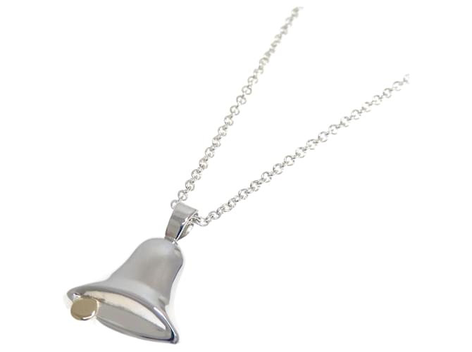 Tiffany & Co Tiffany Bell Motif Necklace Silvery Silver Yellow gold ref ...