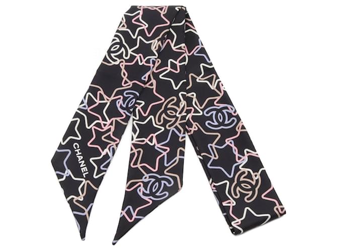 Chanel Silk Coco Mark Scarf Black ref.1786807 - Joli Closet