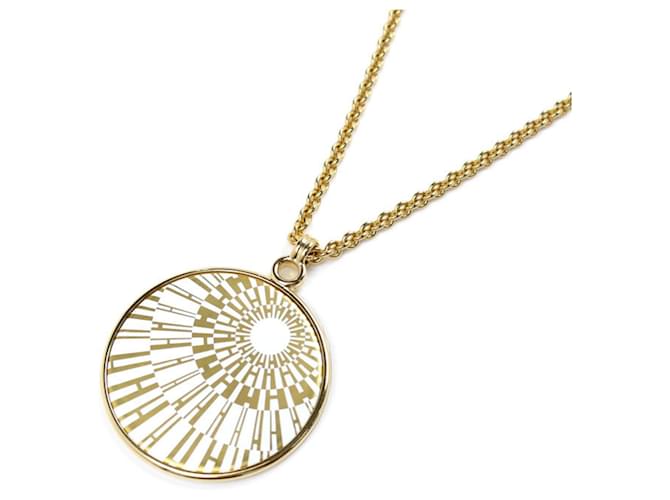Hermès Hermes GP Enamel Medaille GM Necklace White Yellow Gold-plated ...