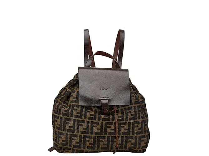Fendi Zucca Rucksack Brown Leather Cloth ref.1816469 - Joli Closet