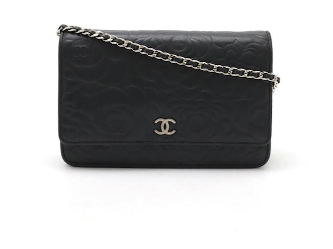 Chanel Camellia Chain Wallet Shoulder Bag Black Leather ref.1859926 ...