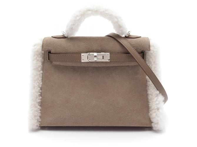 Hermès Hermes Mini Kelly 2 Teddy Shearling Handbag Brown ref.1901072 ...