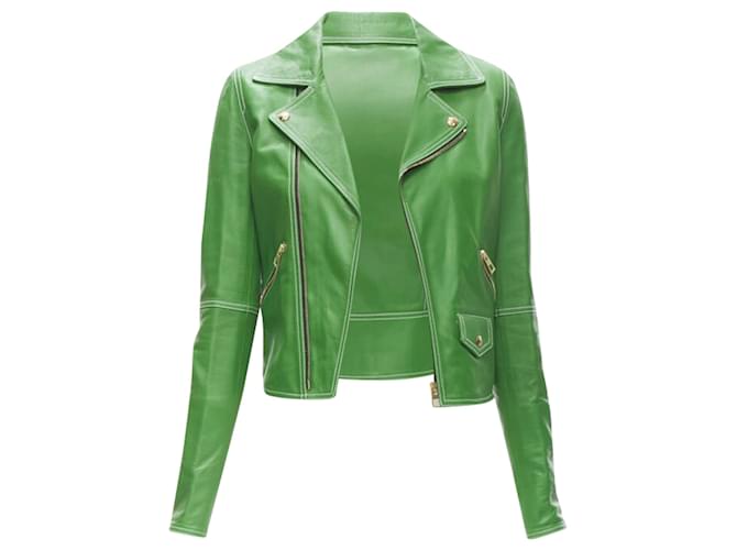 Loewe Kelly leather moto biker jacket Green ref.1905621 - Joli Closet