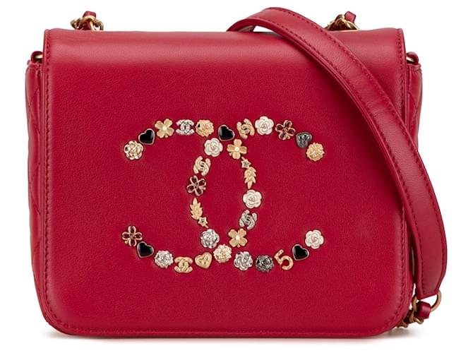 Chanel Red Lambskin Lucky Charms Flap Crossbody Leather ref.1979999 ...