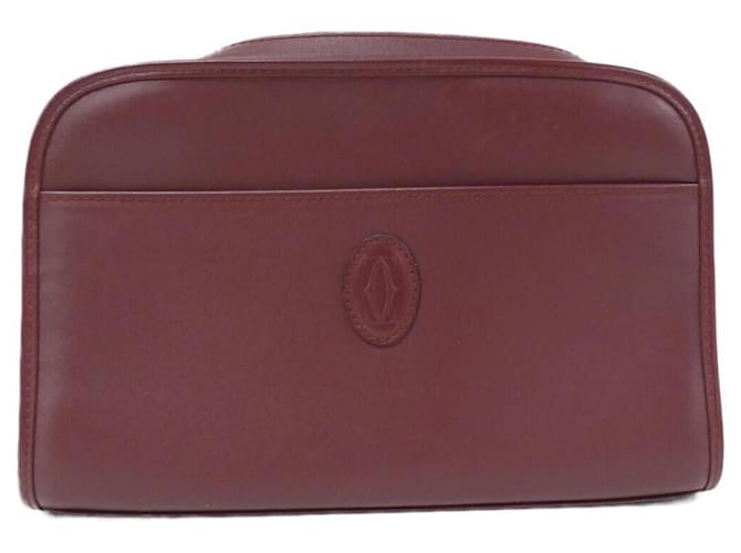 Cartier MUST DE CARTIER Pouch Dark red Leather ref.1988793 - Joli Closet