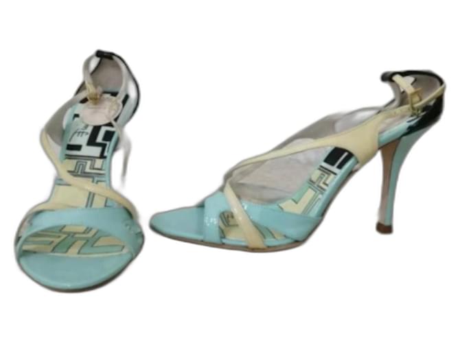 Emilio Pucci Pucci kitten heels Blue Beige Leather ref.2008504 - Joli ...