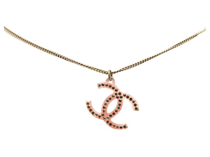 Collier Chanel Coco Mark en rose Plastique ref.2017155 - Joli Closet