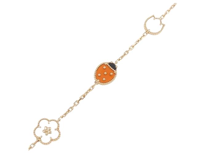 Van Cleef & Arpels Lucky Spring 5 Motif Charm Bracelet Pink gold ref ...