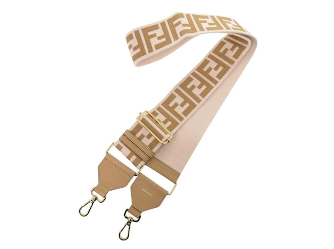 Fendi Shoulder Strap FF 8AV134 Beige Leather Cloth ref.2020455 - Joli ...