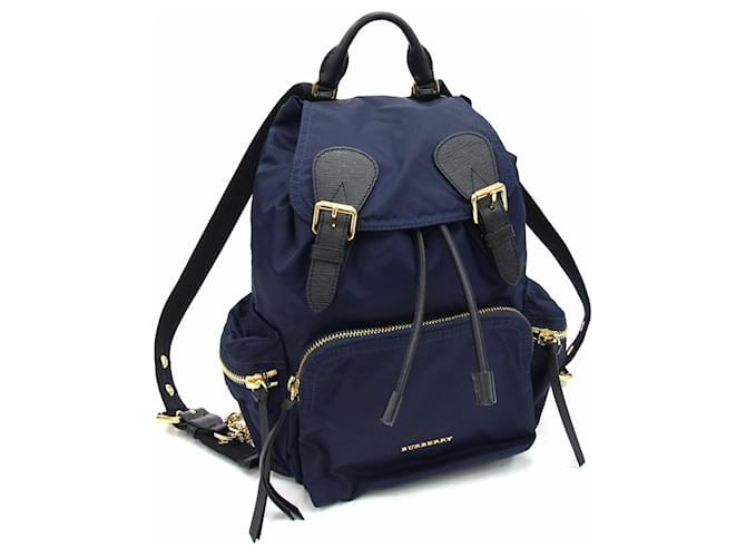 Burberry Nylon and Leather Backpack Black Navy blue ref.2027715 - Joli ...