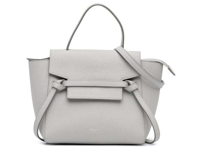 Céline Celine Gray Nano Grained Calfskin Belt Bag Brown Grey Leather ...