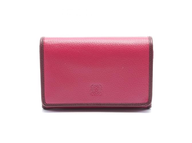 Loewe Anagram Bi-fold Wallet Pink Dark red Leather ref.2170544 - Joli ...