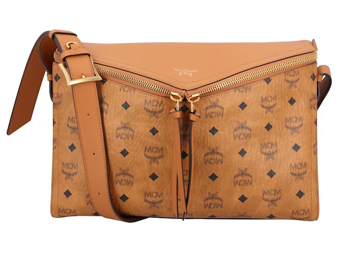 MCM Diamant 3D Shoulder Bag in Visetos Leather Mix Brown Pony-style ...
