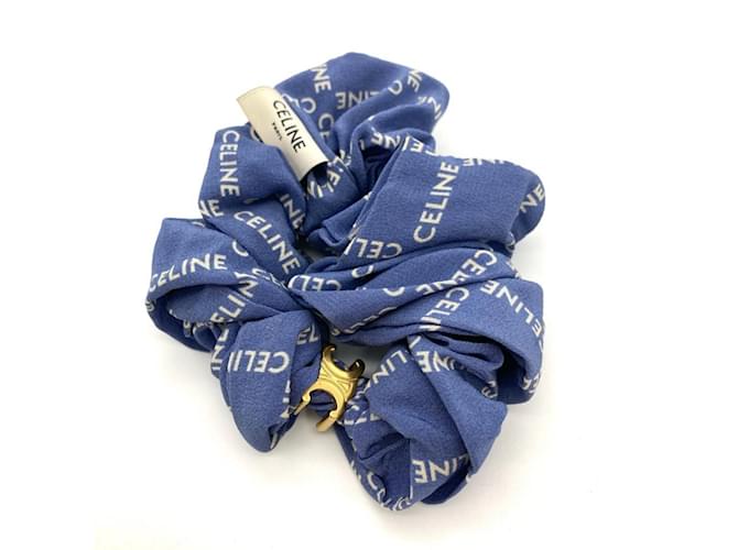 Céline Celine Triomphe Silk Scrunchie in Blue ref.2245798 - Joli Closet