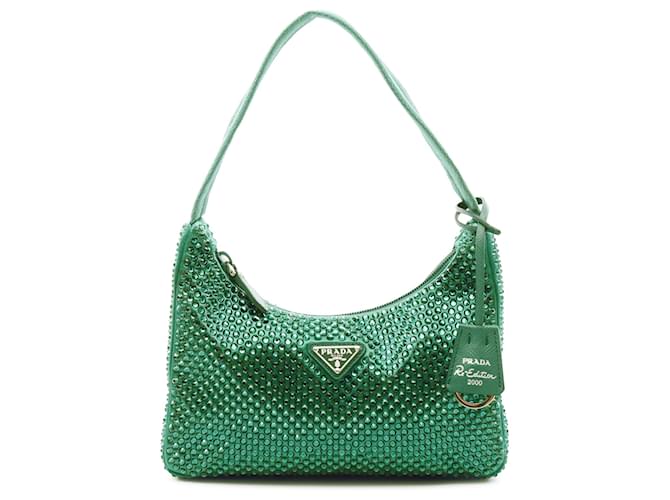 Prada Green Mini Satin Crystal Re Edition 2000 Shoulder Bag Cloth ref ...