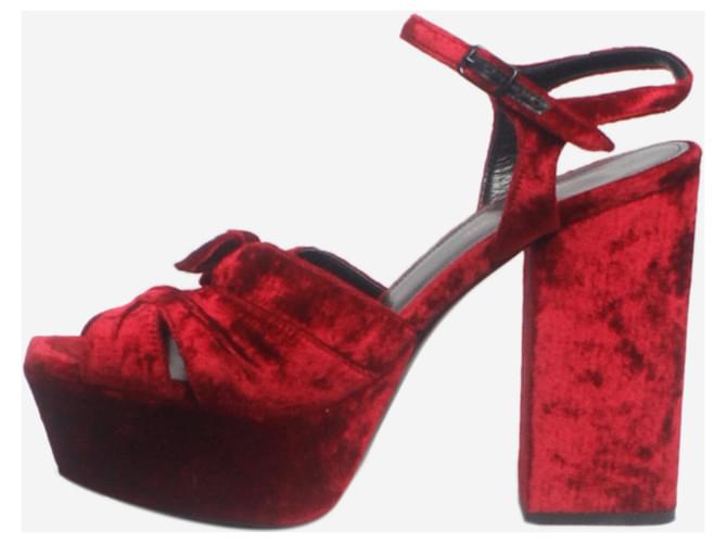 Saint Laurent Red velvet platform sandal heels - size EU 38 ref.2288517 ...