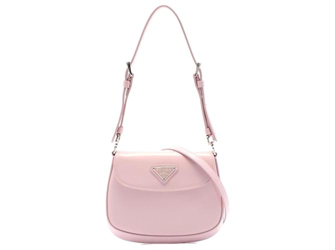Prada Cleo Brushed Leather Mini Handbag Pink Pony-style calfskin ref ...