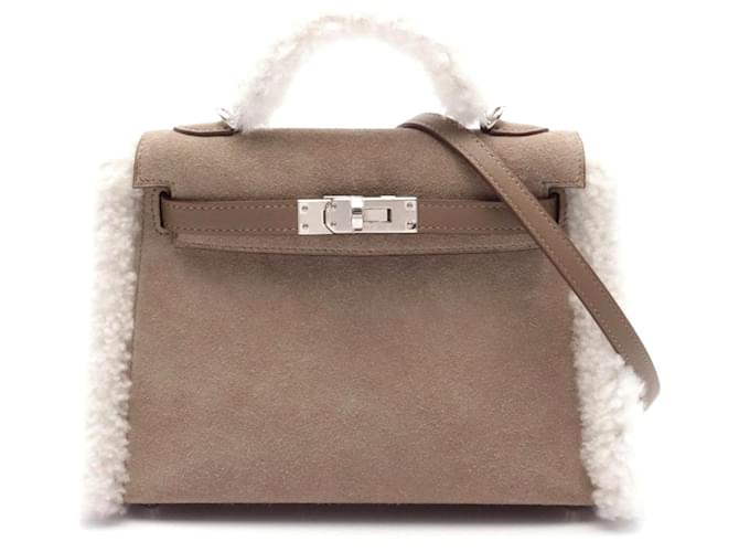 Hermès Hermes Mini Kelly 2 Teddy Shearling Handbag Brown ref.JC2310056 ...