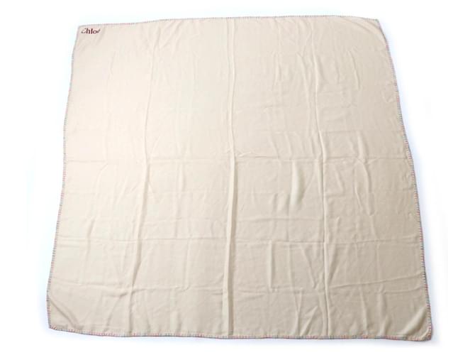 Chloé Chloe Cashmere Silk Shawl with Logo Beige ref.2315827 - Joli Closet