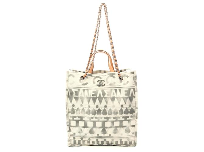 Chanel Canvas Leather Coco Mark Tote Bag White Cloth ref.2316728 - Joli ...