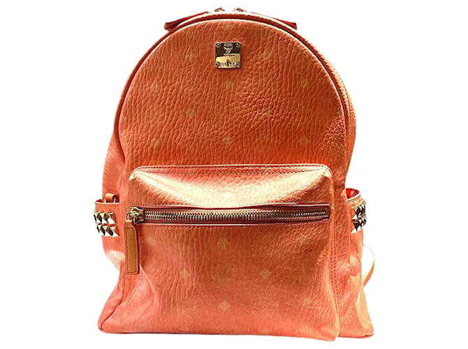 MCM Visetos Leather Backpack Pink Cloth ref.2324162 - Joli Closet